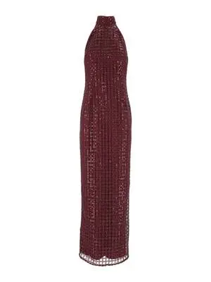 ROTATE BY BIRGER CHRISTENSEN Beaded Maxi Dress Zinfandel
