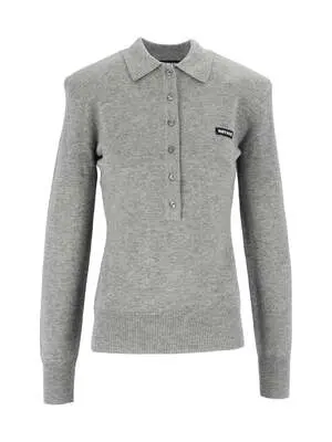 ROTATE BY BIRGER CHRISTENSEN Wool Longleeve Polo Frost Gray