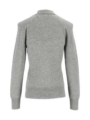 ROTATE BY BIRGER CHRISTENSEN Wool Longleeve Polo Frost Gray