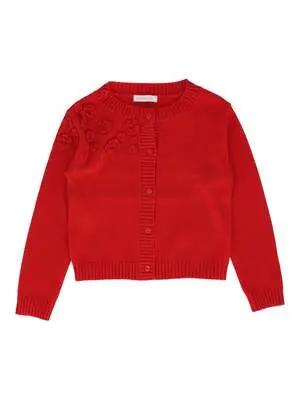 Monnalisa Cardigan Fiori 3 D Mix Woo - Red