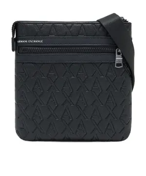 Armani Exchange Monogram-embossed Messenger Bag - Black