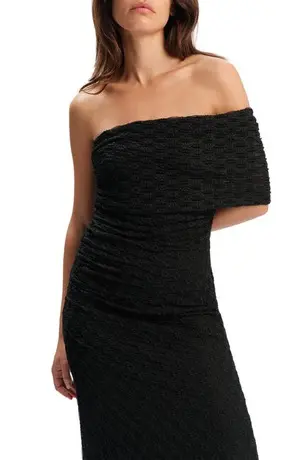 Bardot Calia Lace Velour Off The Shoulder Maxi Dress