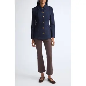 Veronica Beard Carson High Waist Coated Ankle Flare Jeans - Espresso