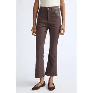 Veronica Beard Carson High Waist Coated Ankle Flare Jeans - Espresso