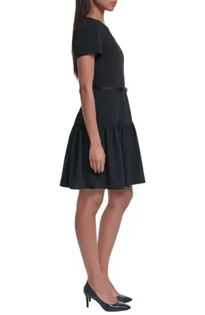 Karl Lagerfeld Paris Heatset Ruffle Hem Crepe Dress