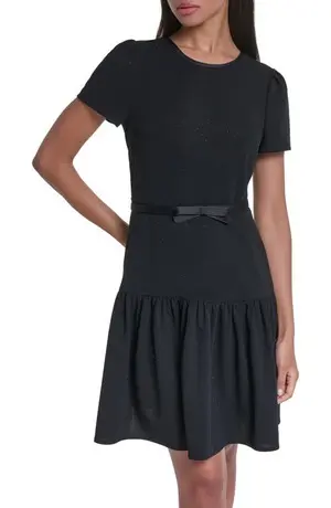 Karl Lagerfeld Paris Heatset Ruffle Hem Crepe Dress
