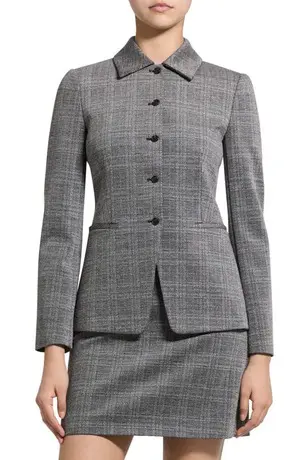 Theory Cutaway Glen Plaid Blazer