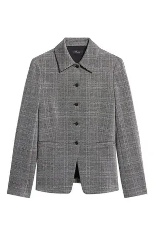 Theory Cutaway Glen Plaid Blazer