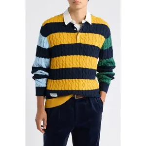 ROWING BLAZERS Cable Knit Rugby Sweater