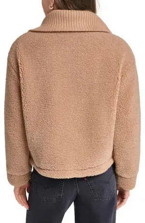 LEVI'S Floral Print Faux Shearling Bomber Jacket - Chestnut