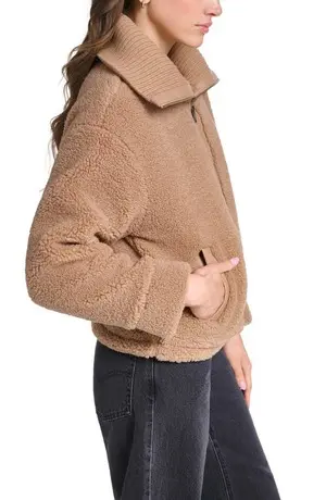 LEVI'S Floral Print Faux Shearling Bomber Jacket - Chestnut
