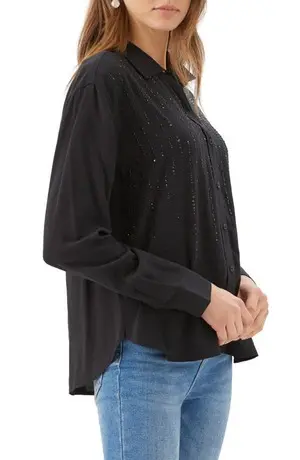 Karen Kane Gemstone Embellished Rayon Shirt