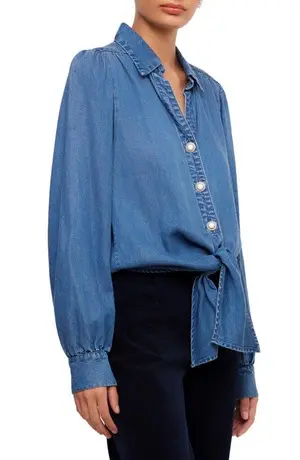 Karen Kane Tie Front Denim Top