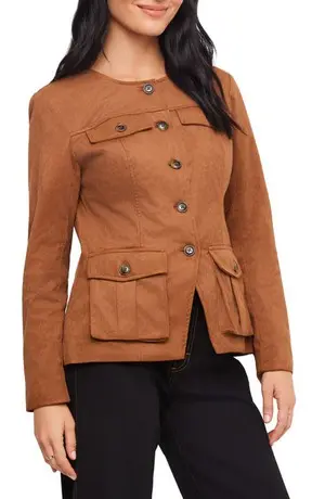 Karen Kane Faux Suede Cargo Jacket