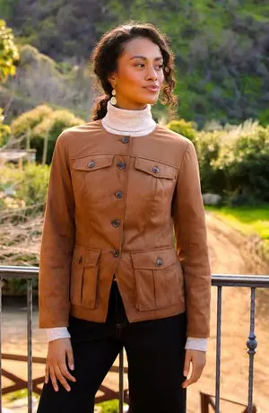 Karen Kane Faux Suede Cargo Jacket