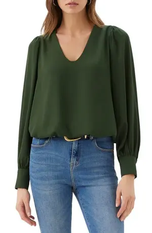 Karen Kane Puff Sleeve Top - Pine