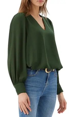 Karen Kane Puff Sleeve Top - Pine