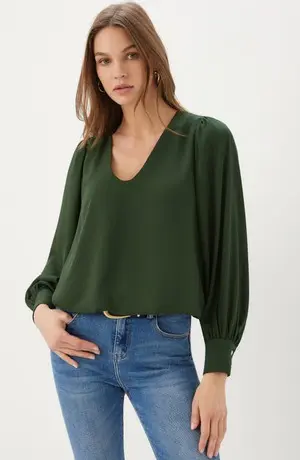 Karen Kane Puff Sleeve Top - Pine