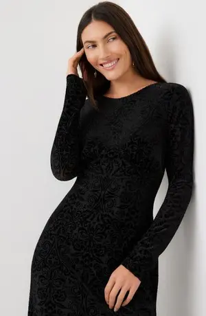 Karen Kane Velvet Burnout Midi Dress