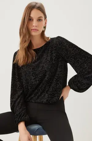 Karen Kane Velvet Burnout Boatneck Top