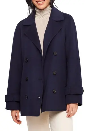 Karen Kane Brushed Wool Blend Peacoat