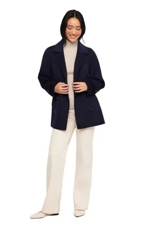 Karen Kane Brushed Wool Blend Peacoat