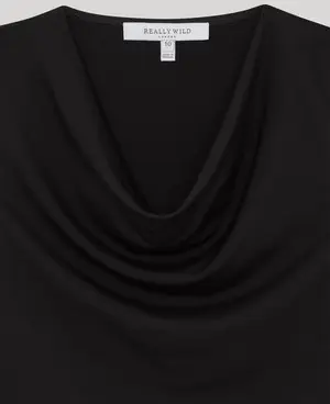 REALLY WILD CLOTHING Eton Cowl Neck Blouse - Black