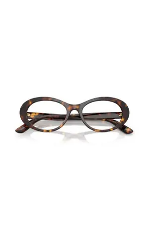 Dolce & Gabbana 53mm Oval Optical Glasses - Tortoise