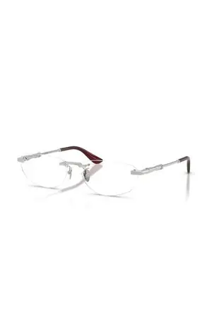 FERRARI 59mm Rectangle Optical Glasses - Silver