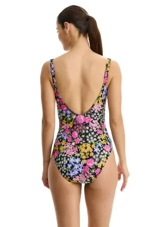 GOTTEX Havana Heat Square Neck One Piece Swimsuit - Black