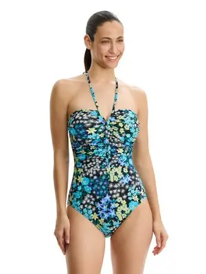 GOTTEX Havana Heat Bandeau Halter One Piece Swimsuit - Blue