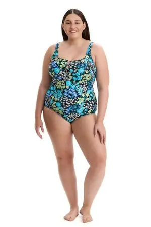 GOTTEX Havana Heat Square Neck One Piece Swimsuit - Blue