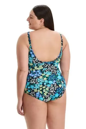 GOTTEX Havana Heat Square Neck One Piece Swimsuit - Blue