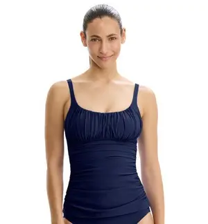 GOTTEX Tutti Frutti Shirred Peasant Tankini Top Swimsuit - Blue