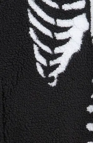 MARKET Skeletal Print High Pile Fleece Quarter Zip Pullover