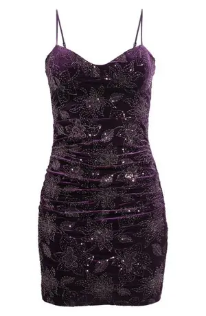 EMERALD SUNDAE Sequin Velvet Corset Minidress