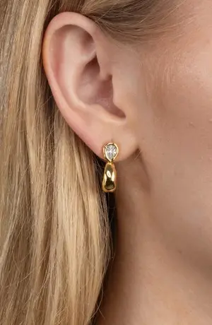 Alexis Bittar Asterales Pear Cubic Zirconia Small Hoop Earrings
