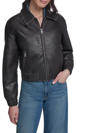 LEVI'S Faux Leather Bomber Jacket Black