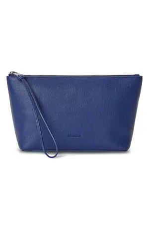 Shinola Small Zip Pebbled Leather Cosmetic Case - Blue