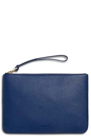 Shinola Wristlet Leather Zip Pouch - Blue