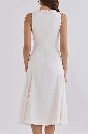 House Of Cb Alyssia Embroidered Satin Midi Dress