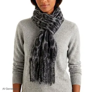 Rebecca Minkoff Brushed Woven Leopard Jacquard Scarf - Black