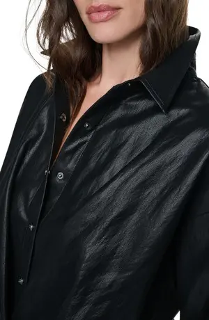 Dkny Faux Leather Shirt Jacket