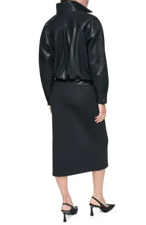 Dkny Faux Leather Shirt Jacket