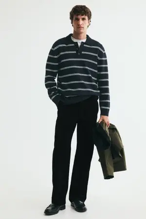 H&M Relaxed-fit Corduroy Pants - Black