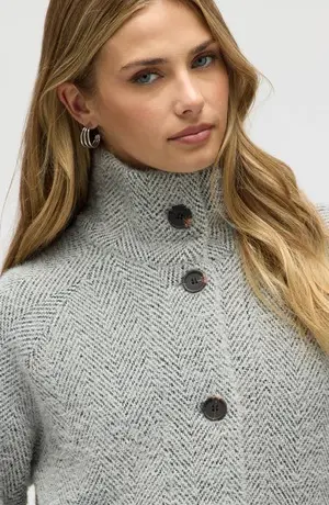 NVLT Eyelash Knit Knee Length Coat - Herringbone