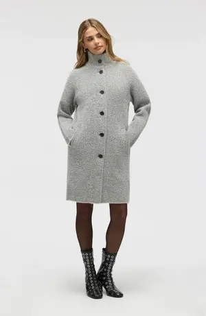 NVLT Eyelash Knit Knee Length Coat - Herringbone