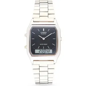 Casio Vintage Aq230a-1dm Analog/digital Bracelet Watch - Silver/black