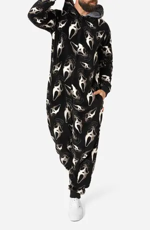 Opposuits Ghostface Hooded Fleece Jumpsuit