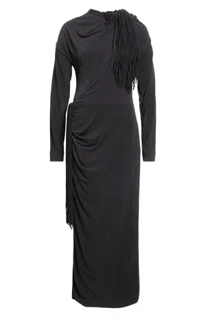 Altuzarra Garland Long Sleeve Fringed Jersey Maxi Dress